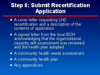 Step 8: Submit Recertification Application
